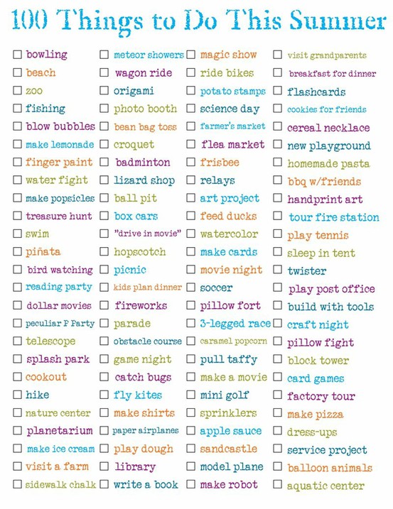 Summer Fun Checklist – Do It And How
