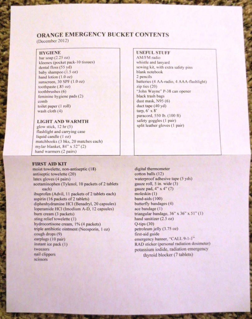 Emergency Survival Bucket – Do It And How